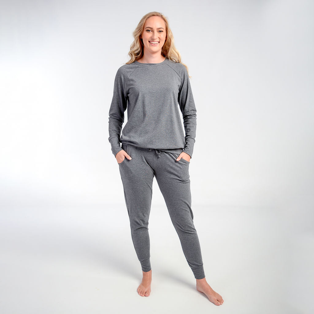 Ladies Winter Pajamas set - Charcoal Melange – Sleepies